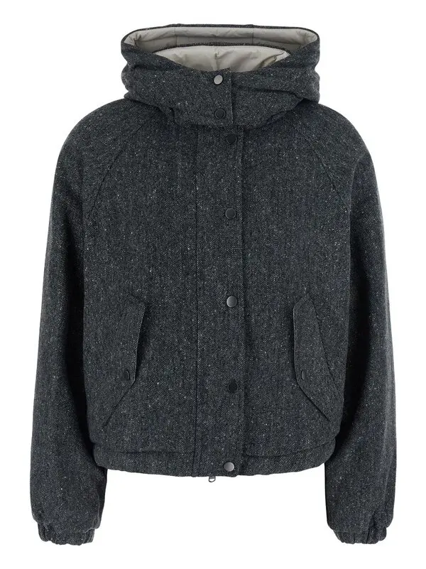Brunello Cucinelli Down Jacket With Removable Hood - Multicolor