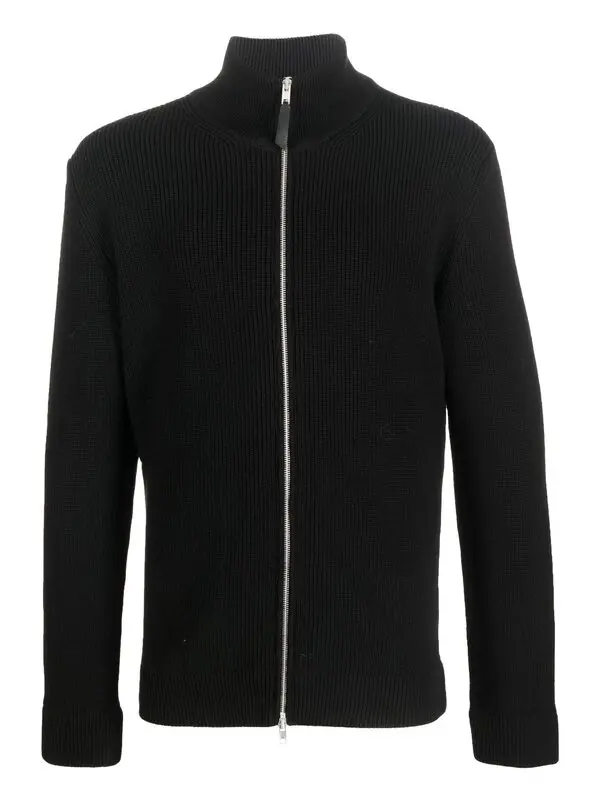 MAISON MARGIELA Ribbed Knit Zip Cardigan - Black