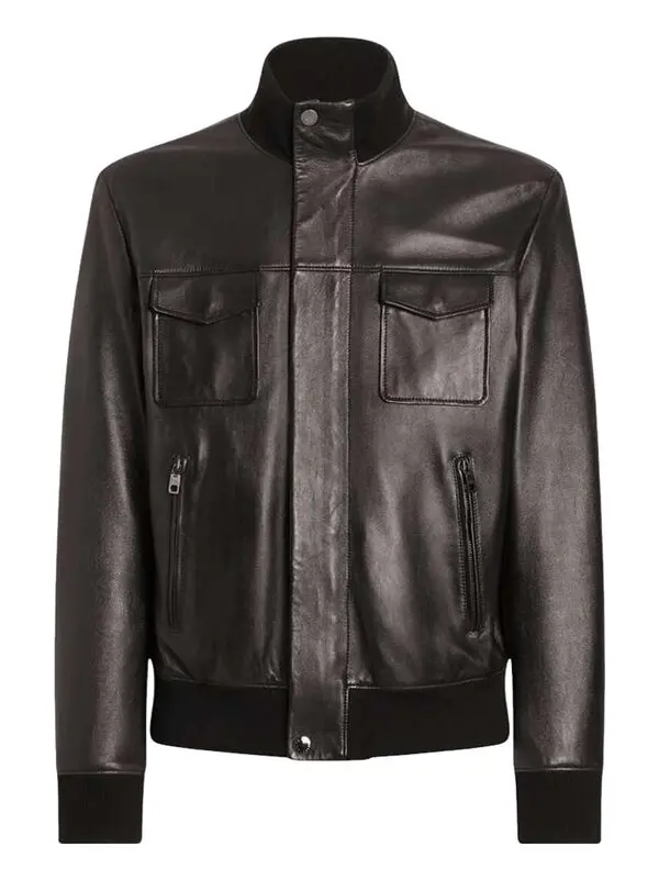Dolce & Gabbana Lambskin Bomber Jacket - Brown