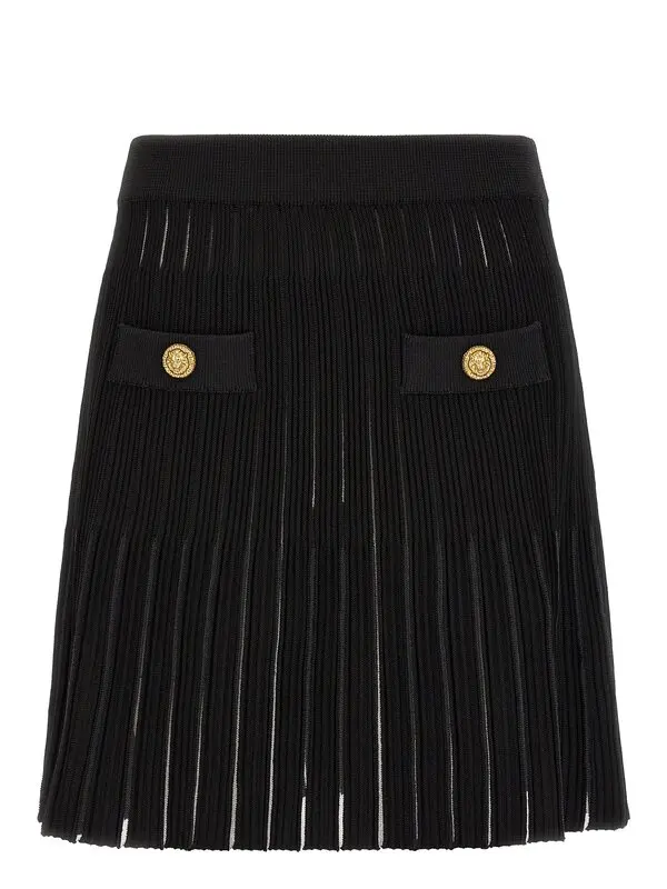 Balmain Pleated Skirt - Black