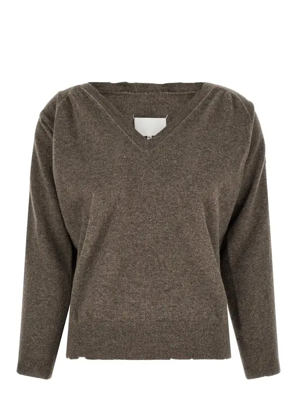 MAISON MARGIELA Lived-in Virgin Wool V-neck Sweater - Brown