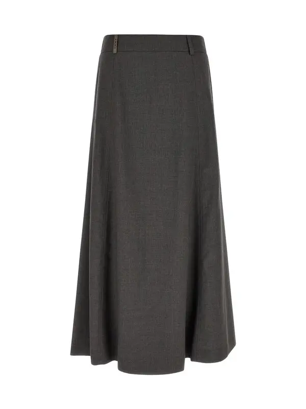 Peserico Flared Skirt With Loops - Gray