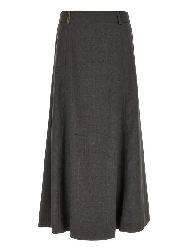 Peserico Flared Midi Skirt With Strap Detail - Gray