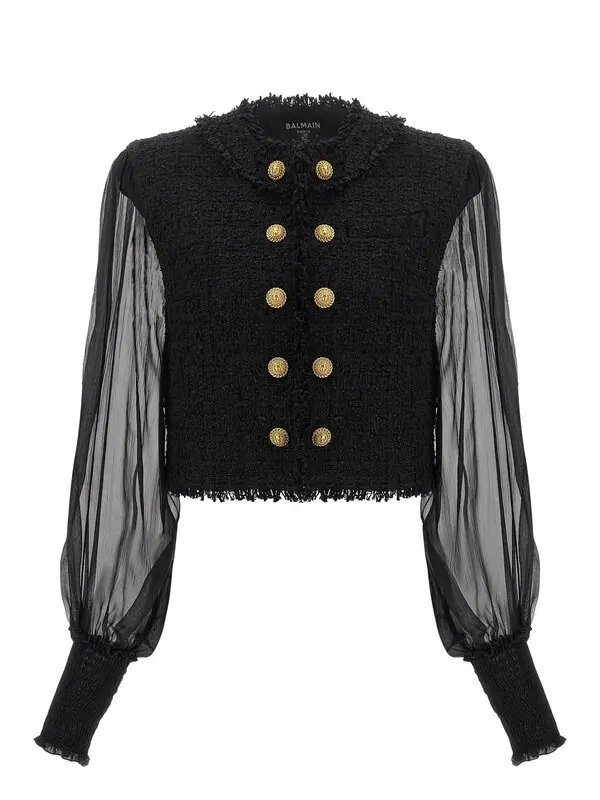 Balmain Spencer Blazer With Contrasting Sleeves - Black