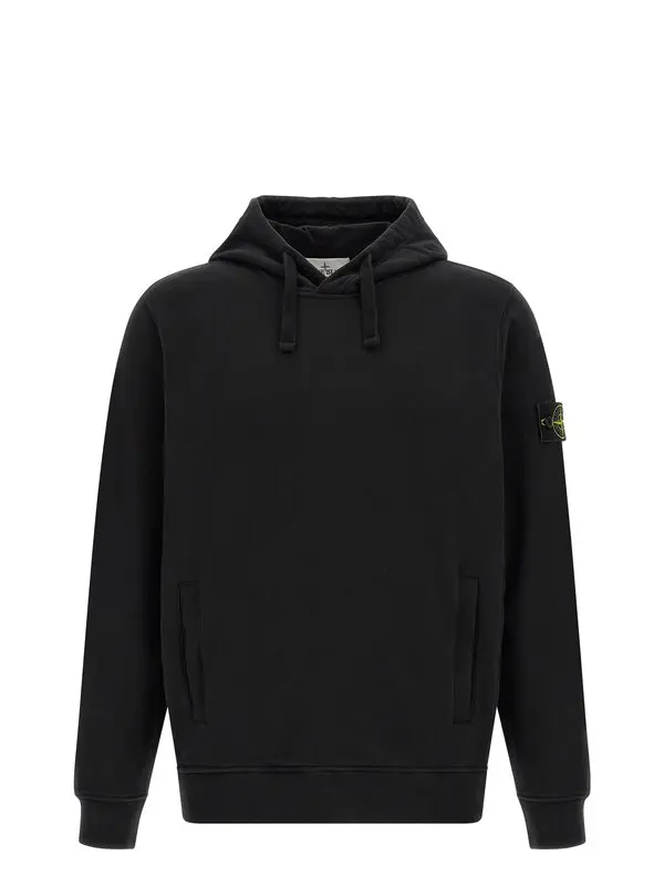 Stone Island Badge Hoodie - Black