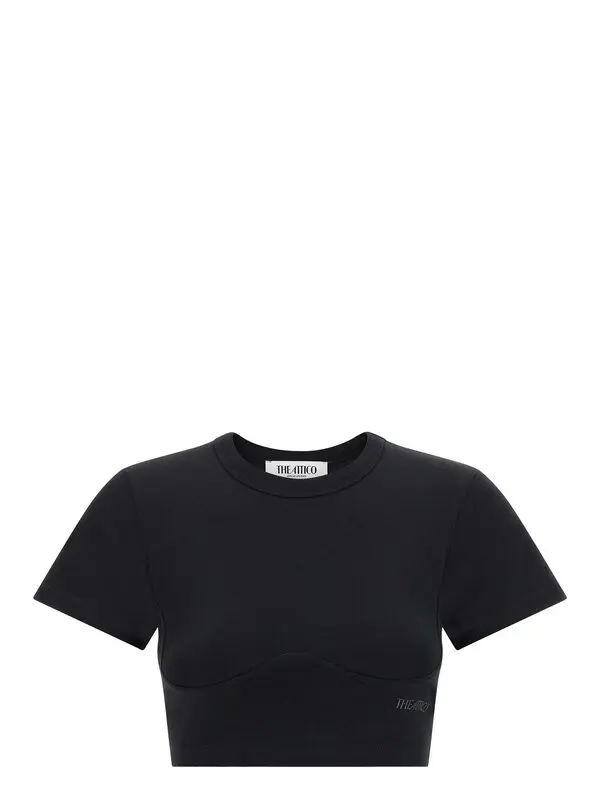 Attico Bustier Crop T-shirt - Black