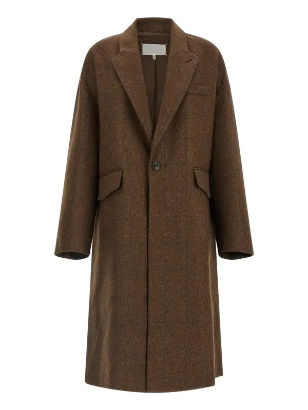 MAISON MARGIELA Checked Wool Oversized Cocooning Coat - Brown