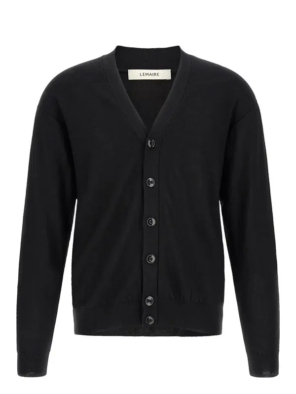 LEMAIRE Relaxed Twisted Wool Blend Cardigan - Black