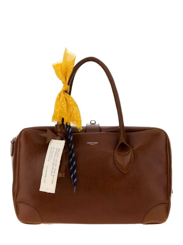 GOLDEN GOOSE Leather Medium Vita Travel Bag - Brown