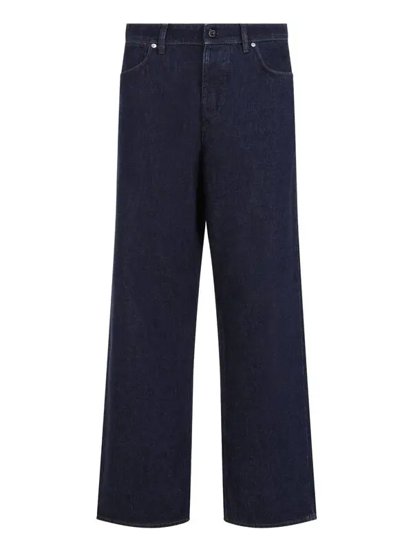 Stone Island Dark Indigo Cotton Wide-leg Jeans - Blue