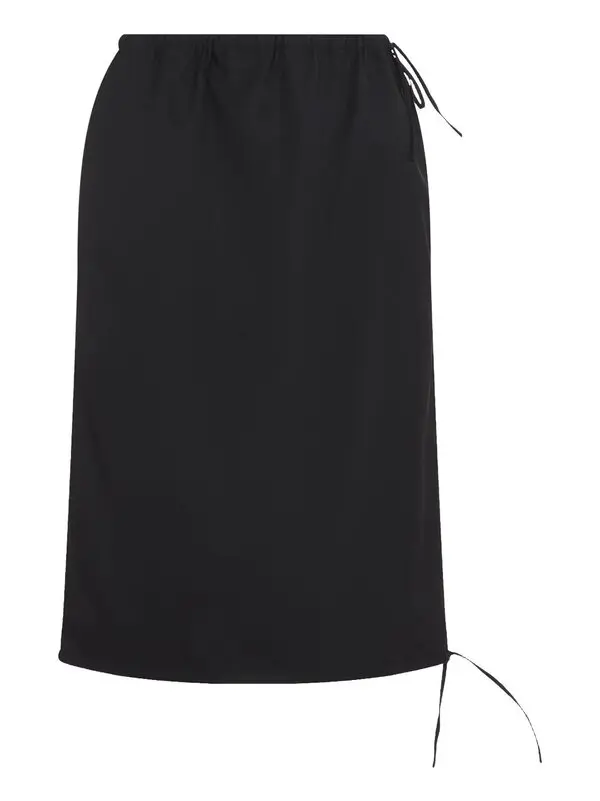 Prada Nylon Midi Skirt With Drawstring Detail - Black