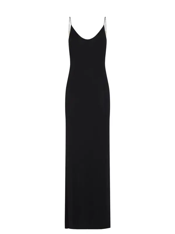 Saint Laurent Cassandre Chain Knit Maxi Dress - Black