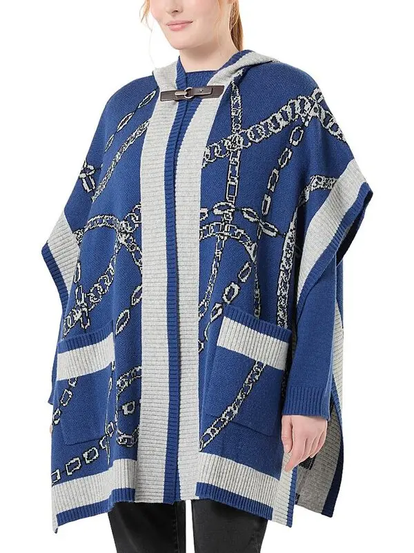 Marina Rinaldi Wool Cashmere Poncho - Blue Grey