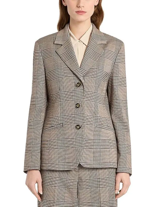 Marella Mllginseng Glen Plaid Blazer - Chocolate
