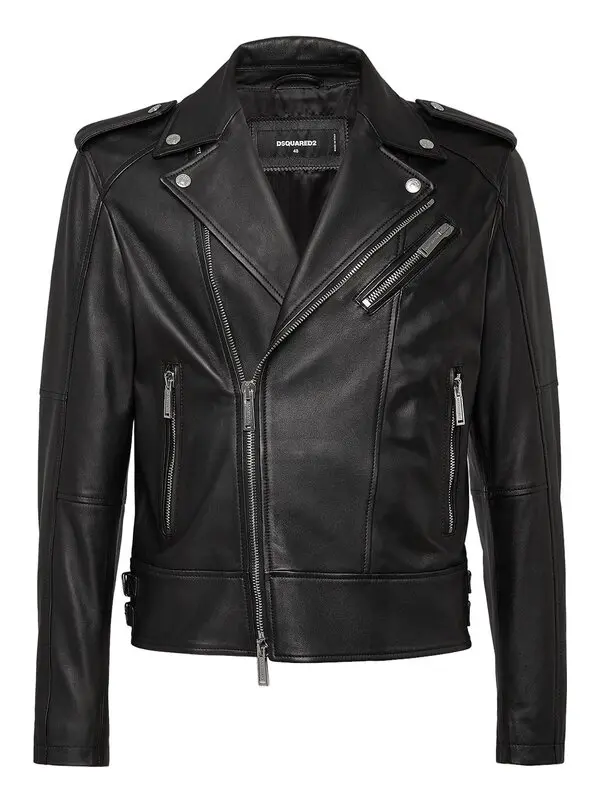 Dsquared2 Kiodo Leather Biker Jacket - Black