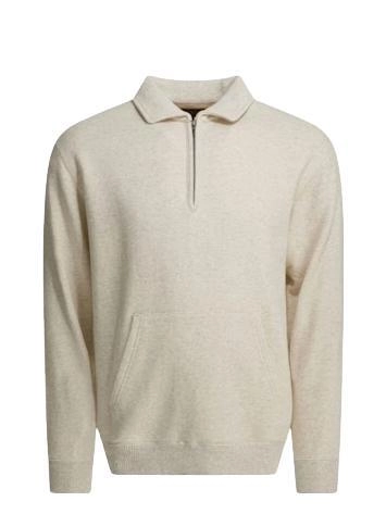 BEAMS Half Zip Sweatshirt - White