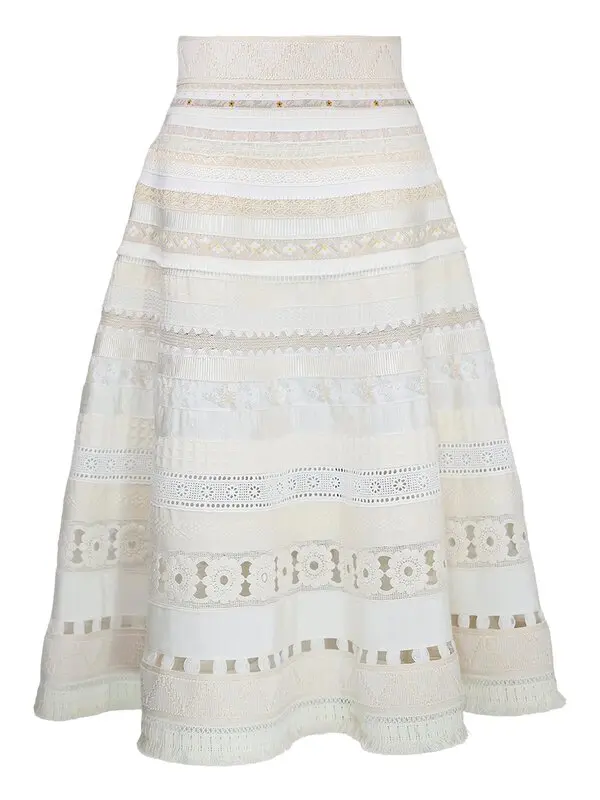 Lena Hoschek Original Ribbon Cotton-blend Midi Skirt - Ivory