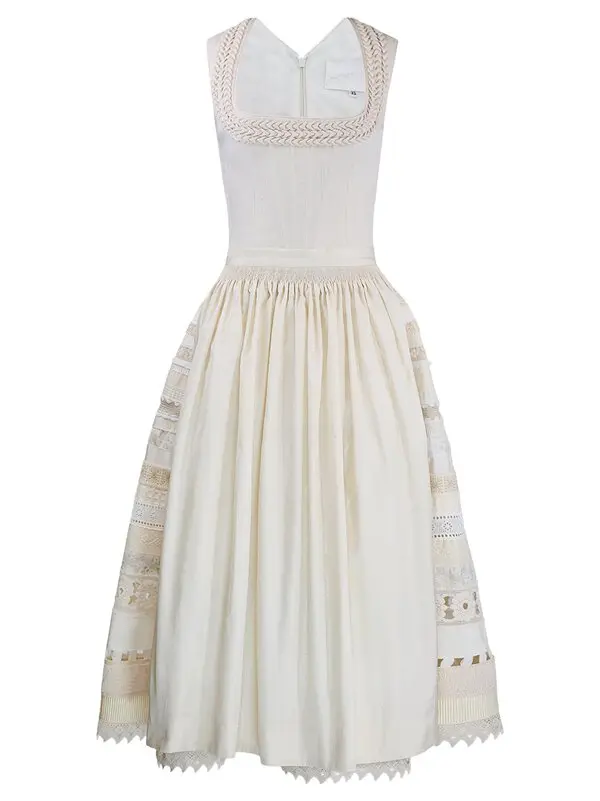 Lena Hoschek Ceremony Linen Dirndl Midi Dress - Ivory