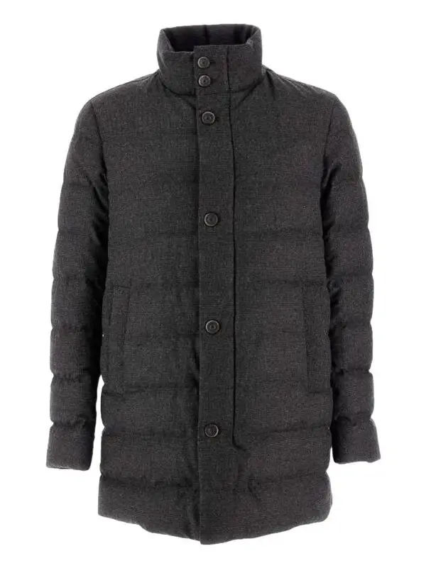 Herno High-neck Padded Long Coat - Black