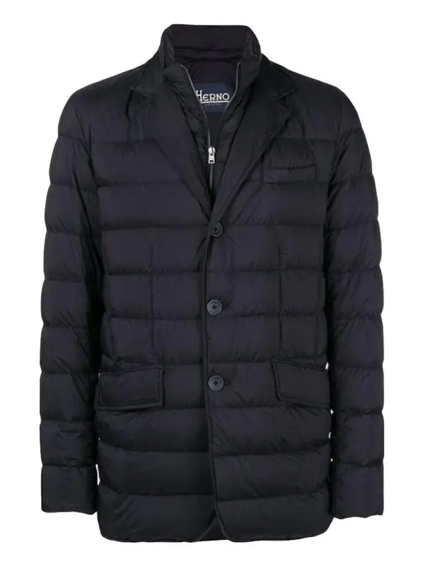 Herno Quilted Down Jacket With Classic Collar - Black