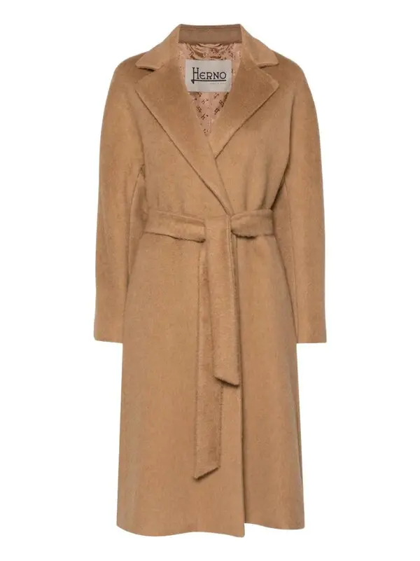 Herno Belted Wrap Coat - Brown