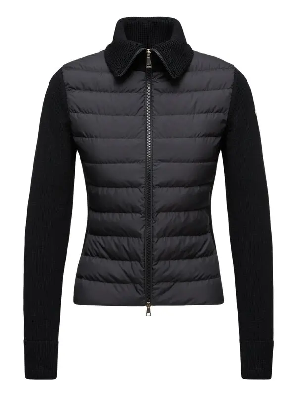 Moncler Padded Zip-up Wool Cardigan - Black