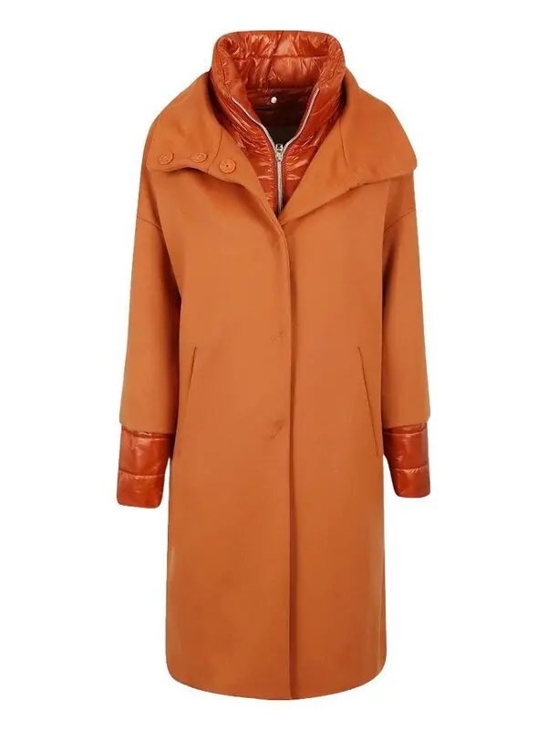 Herno Funnel-neck Single-breasted Coat - Brown