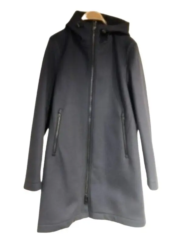 Herno Logo Plaque Hooded Coat - Black