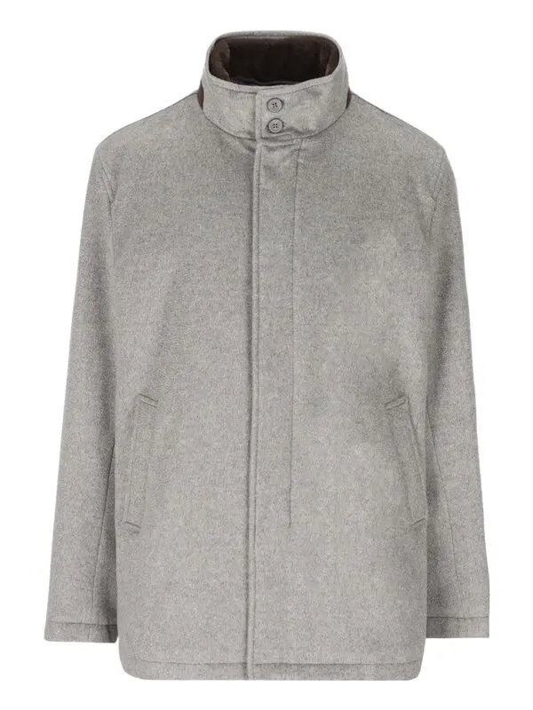 Herno High Neck Long Sleeve Casual Jacket - Grey
