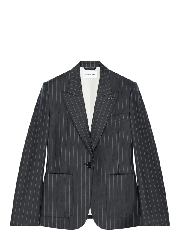 Givenchy Pinstripe Single-breasted Buttoned Jacket - Gray Mixture