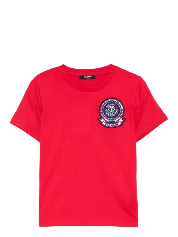 Balmain Logo-embroidered T-shirt - Red