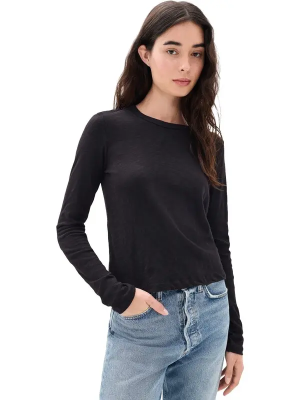 Z Supply Junie Long Sleeve Crewneck Tee - Black