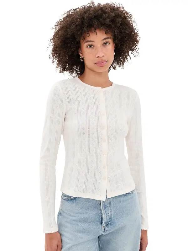 DAZE Stargazer Pointelle Cardigan - Cloud Dancer