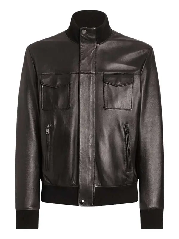 Dolce & Gabbana Lambskin Bomber Jacket - Brown