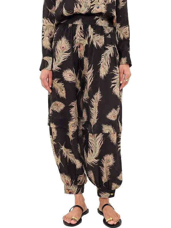 Zimmermann Valiant Silk Balloon Pants - Black Feather