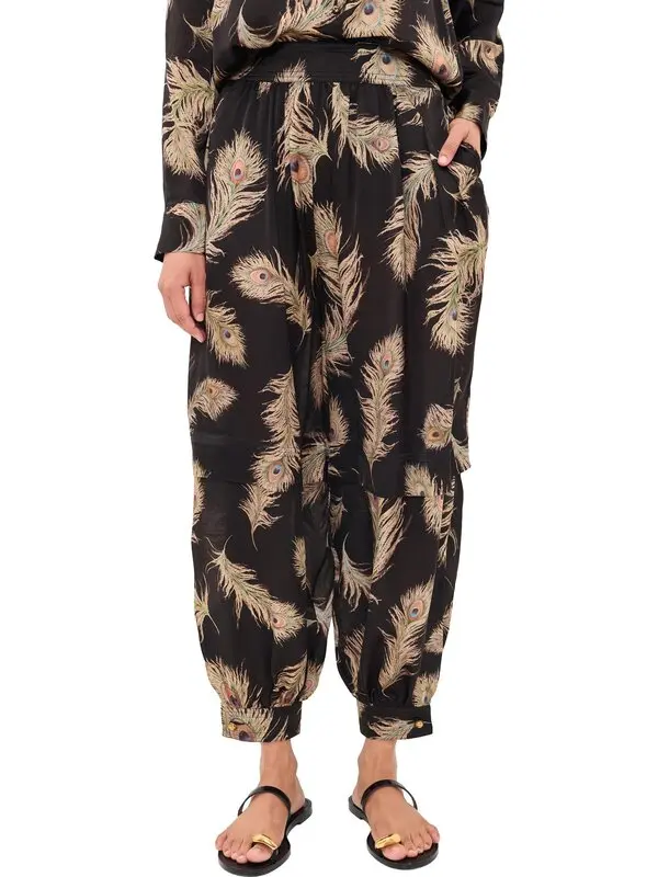 Zimmermann Valiant Silk Balloon Pants - Black Feather