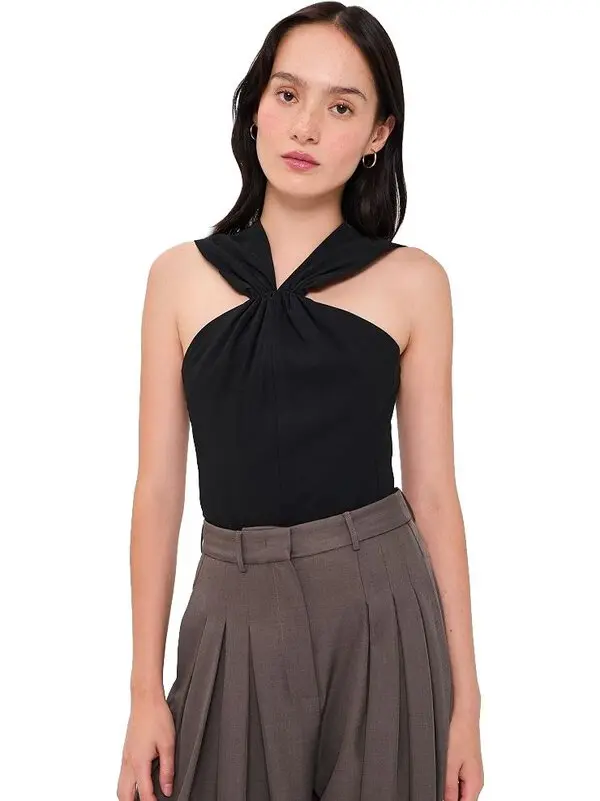 A.L.C. Elouise Twisted Halter Top - Black