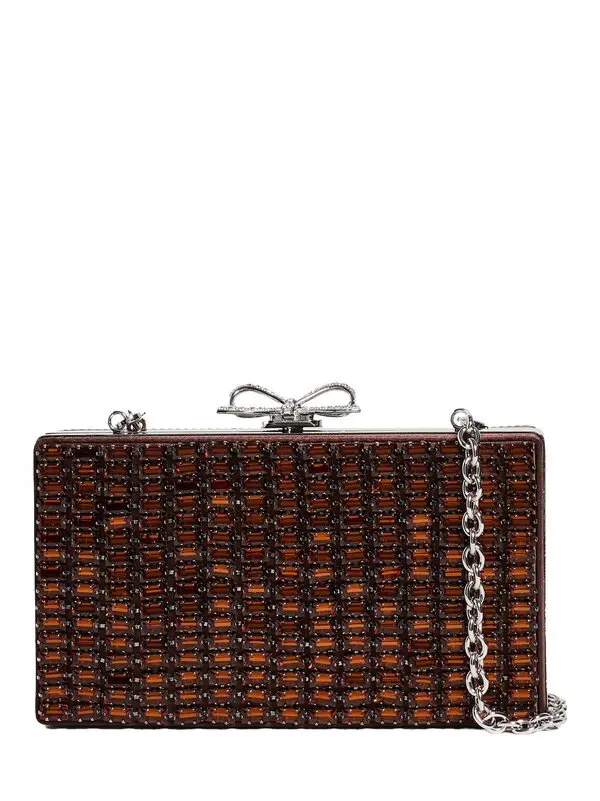 SELF-PORTRAIT Chainmail Clutch Bag - Brown