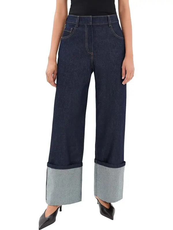 Françoise Hendrix High-rise Denim Pants With Folded Cuffs - Indigo