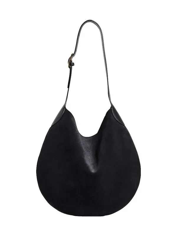 NILI LOTAN Jagger Suede Tote With Leather Strap - Midnight Mdt