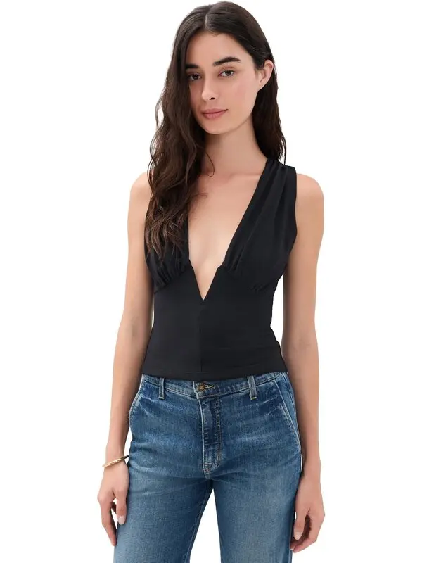 Susana Monaco Low V-wire Tank Top - Black