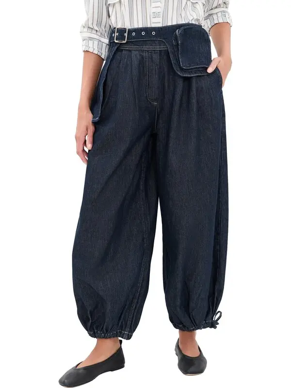 DAMSON MADDER Mavi Balloon Jeans With Removable Skirt Belt - Indigo