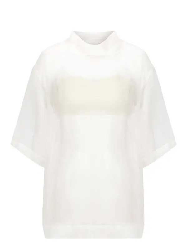 SWF High Collar Sheer Tee With Satin Bandeau - Pistachio