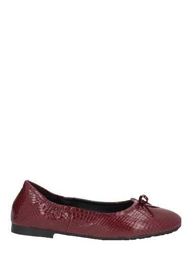 SEBAS. Sebas Leather Ballet Flats With Snakeskin Print And Bow Detailing - Red