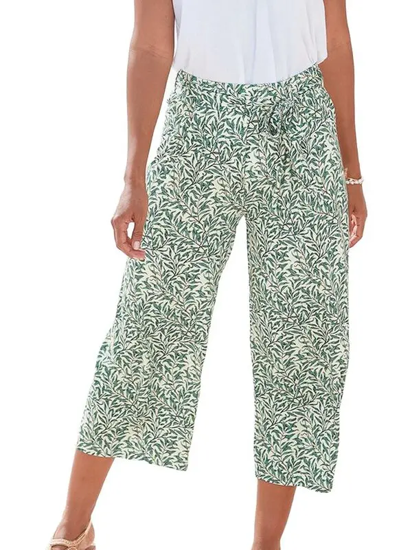 LASCANA Printed High-waisted Wide Leg Culottes - Green Printed