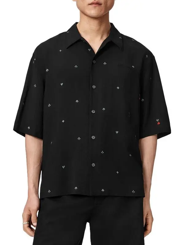 ALLSAINTS Cardsuit Camp Shirt - Black