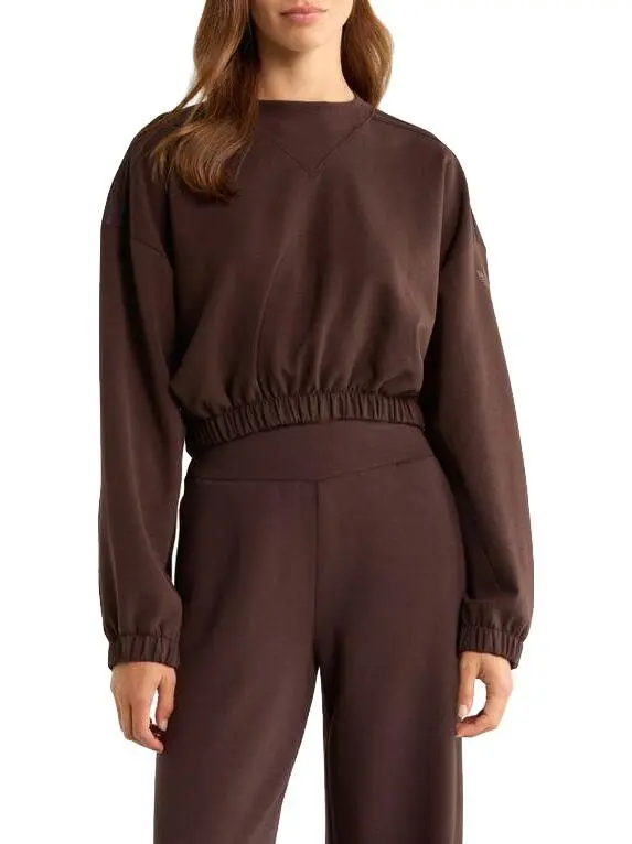 ADIDAS ORIGINALS Cropped Crewneck Sweatshirt With Sporty Stripes - Aurora Coffee