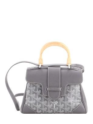 Goyard Saigon Top Handle Bag Coated Canvas With Leather Mini - Grey
