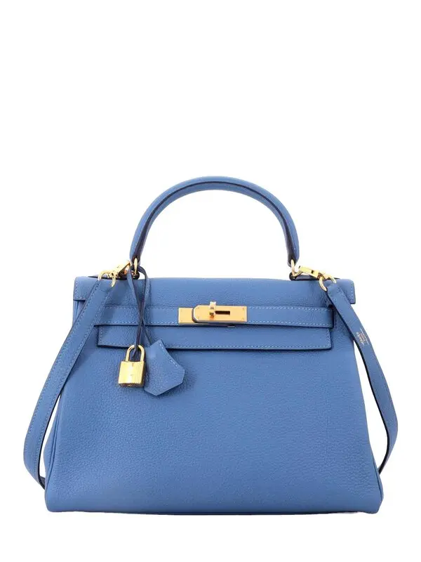 Hermès Kelly Handbag Togo With Gold Hardware 28 - Blue