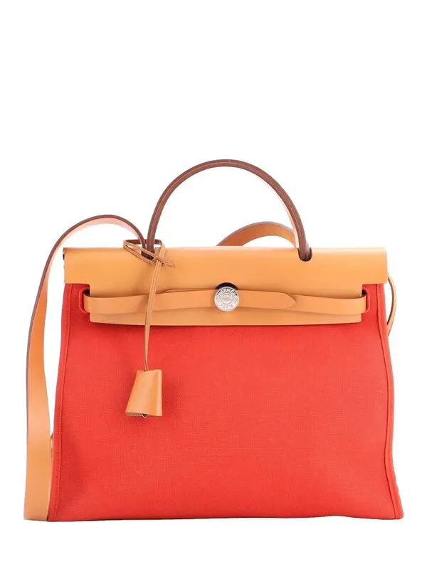 Hermès Herbag Zip Leather And Toile 31 - Red
